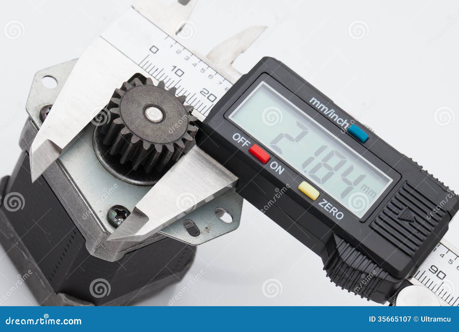 Electronic Caliper Measure Size of Gear Stock Image - Image of ...