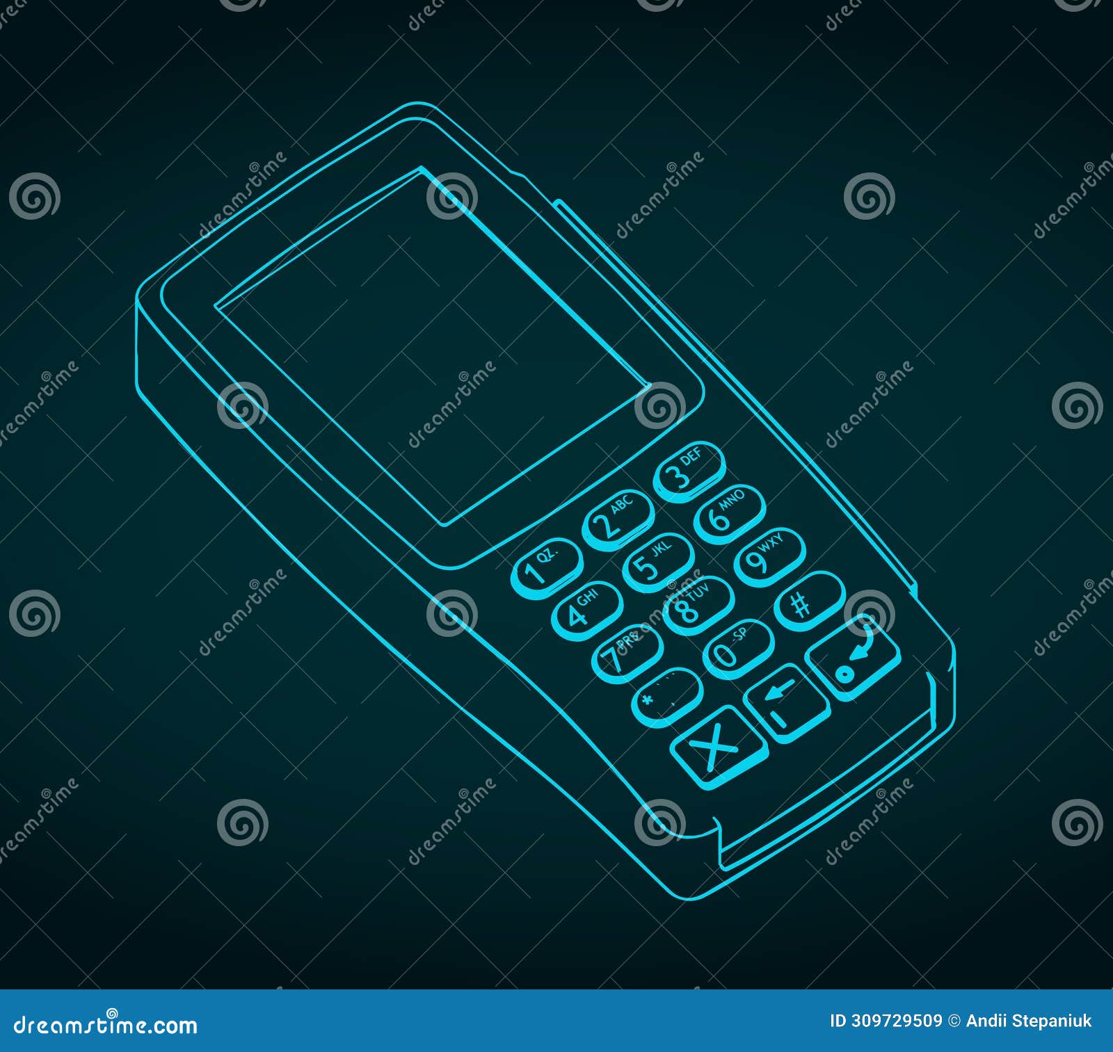 Electronic Cash Terminal Drawing Stock Vector - Illustration of drawing ...