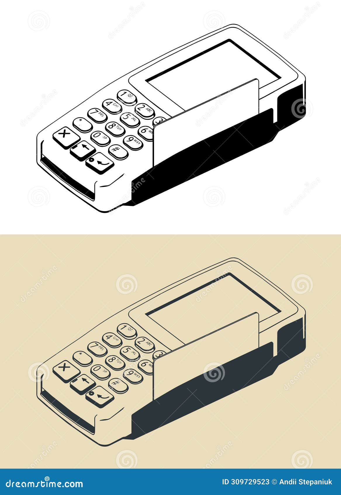 Electronic cash terminal stock vector. Illustration of banking - 309729523