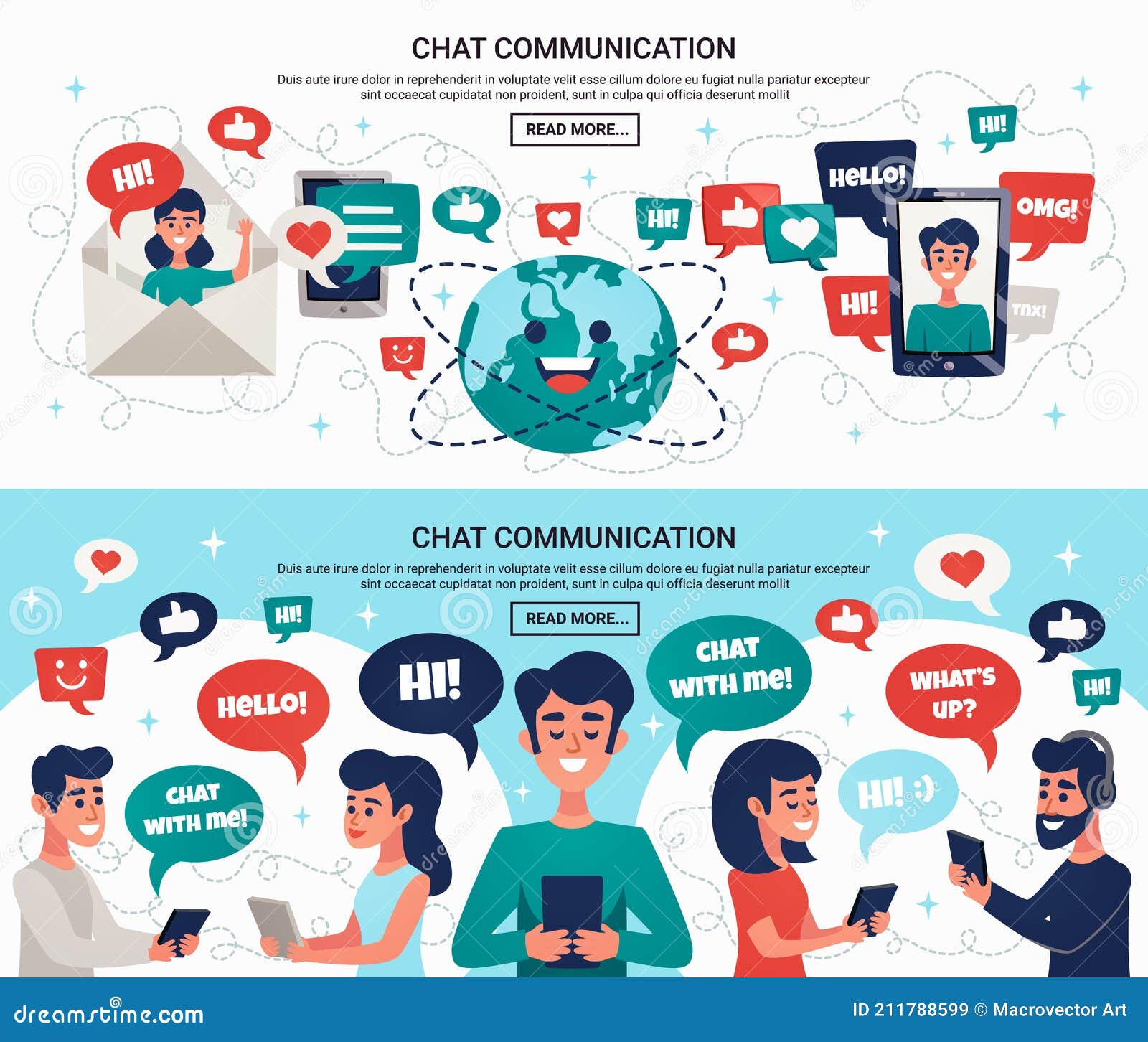 Electronic Chat Messages Horizontal Banners Stock Vector - Illustration ...