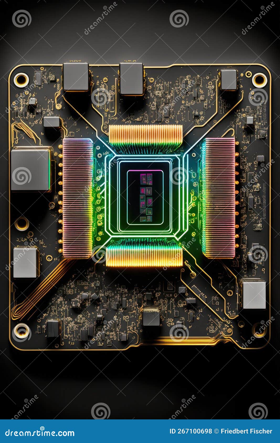 Electronic Chip, Abstract Imaginary Technological Background, Part of ...