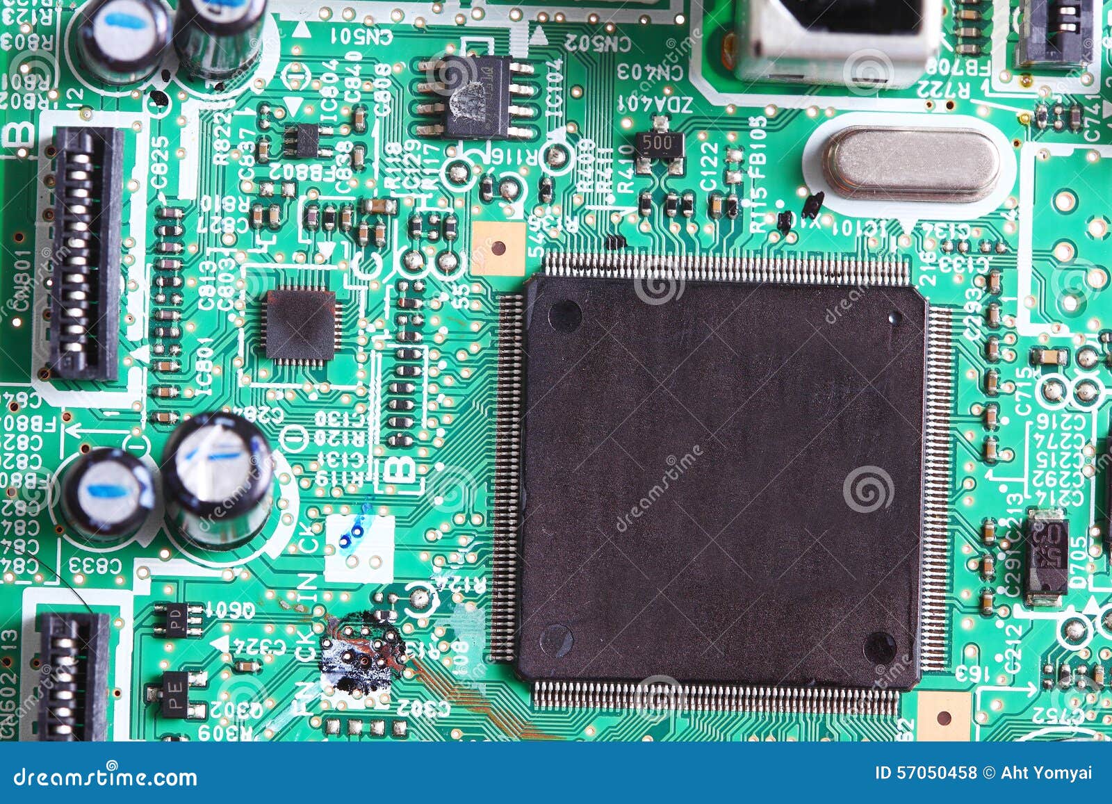 Electronic chip on board stock photo. Image of connection - 57050458