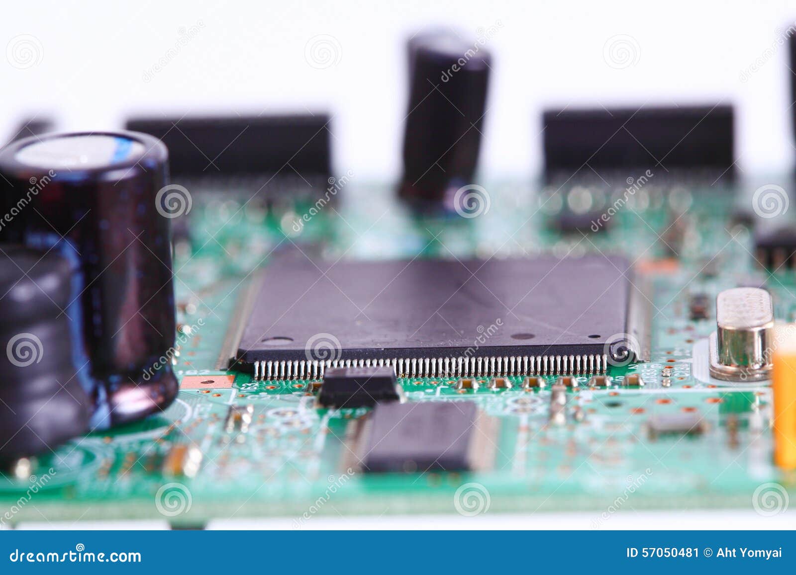 Electronic chip on board stock image. Image of component - 57050481