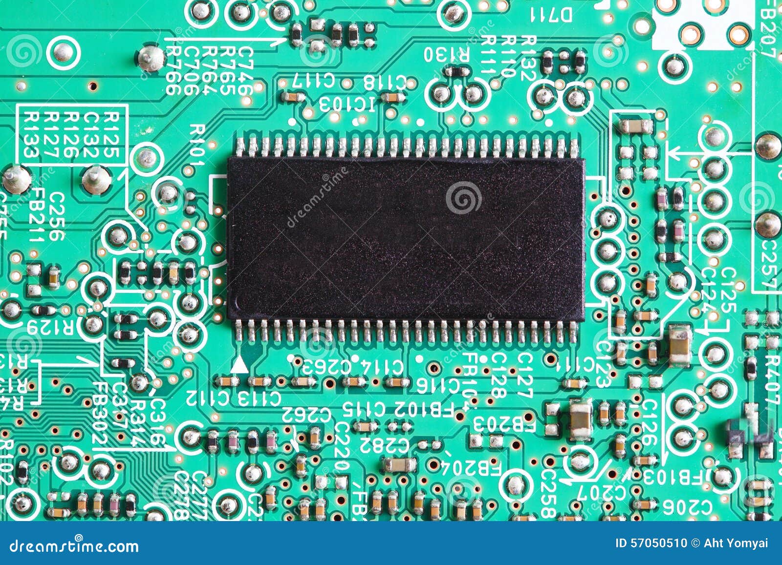 Electronic chip on board stock photo. Image of microchip - 57050510