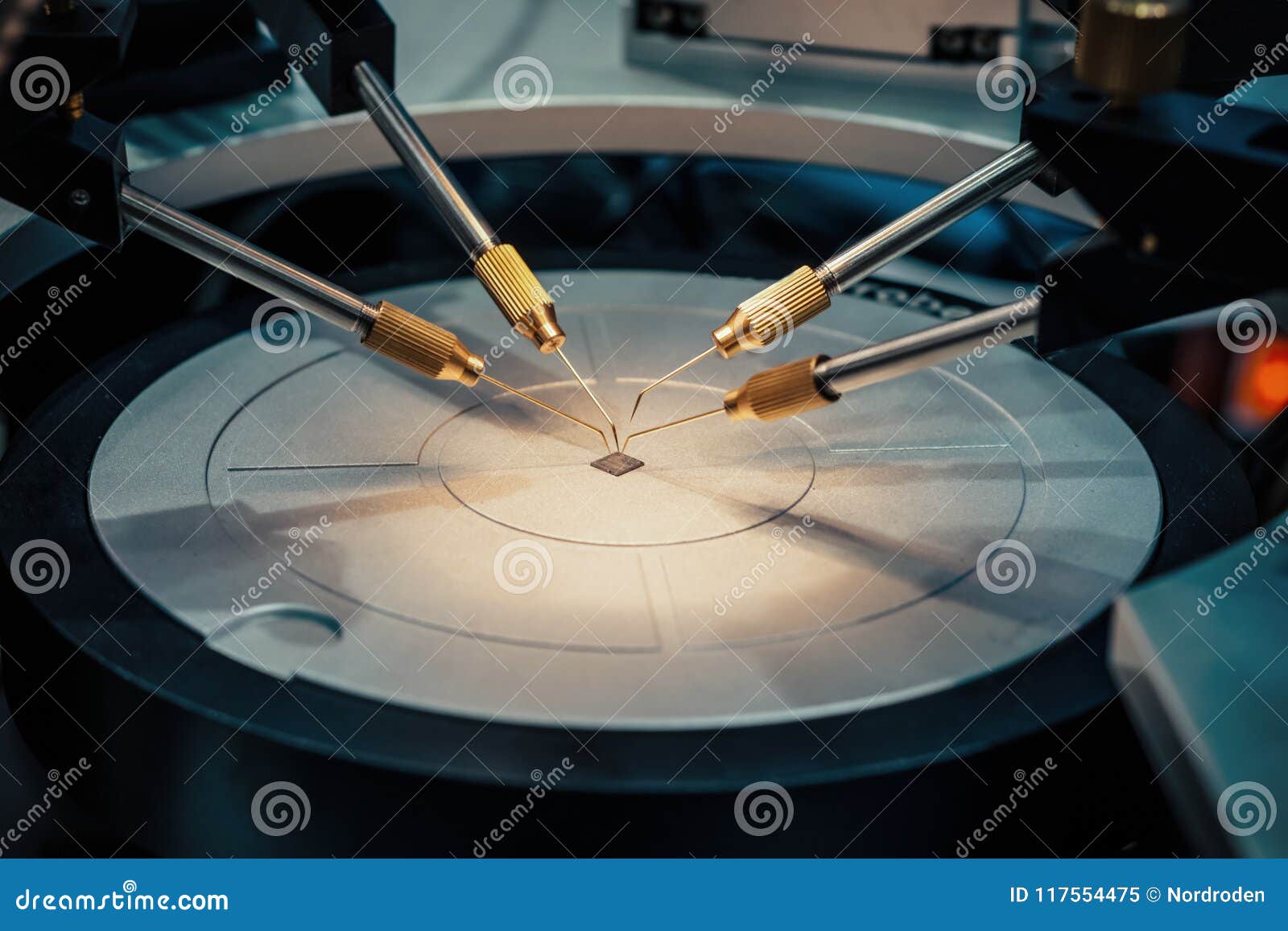 The Electronic Chip is Checked Using a Probe Station. Stock Image ...