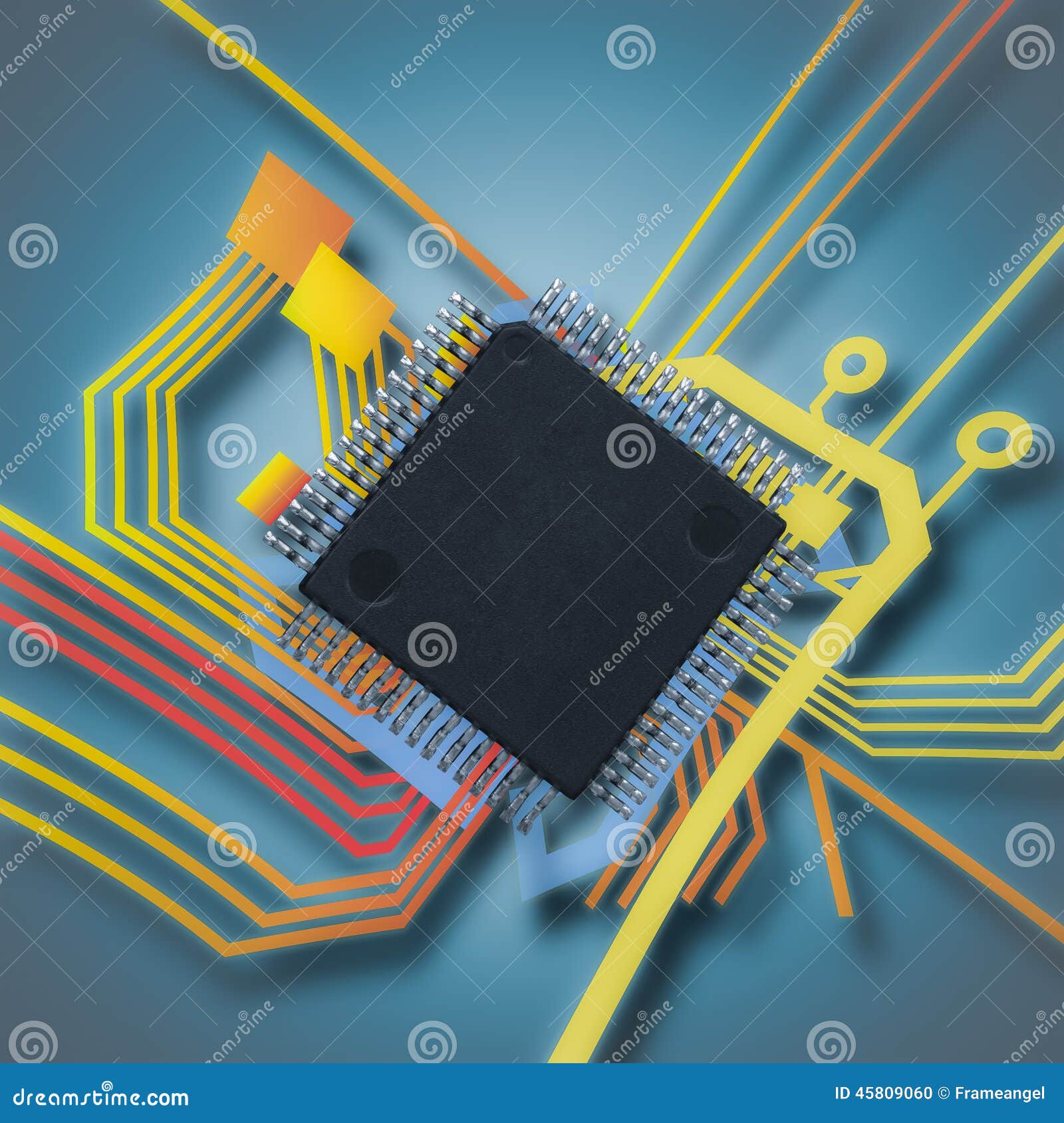 Electronic Chip and Circuit Stock Photo - Image of microchip, blue ...