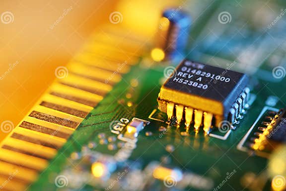 Electronic Chip on Circuit Board Stock Image - Image of data, microchip ...