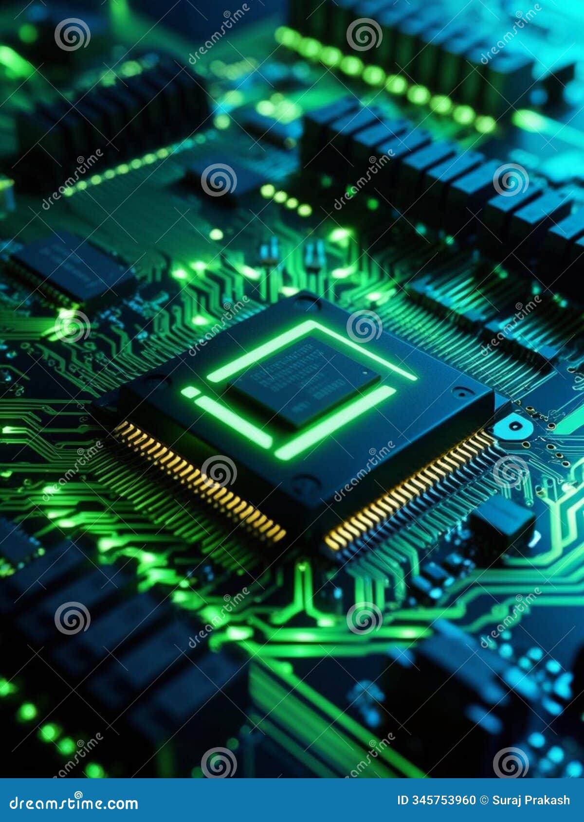 Processor with Green Flash stock photo. Image of electronic - 345753960