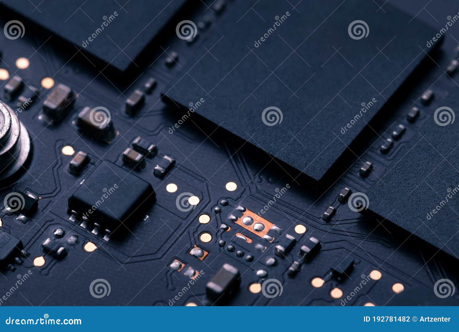 Electronic Chip Component on Black PCB Stock Photo - Image of assembly ...