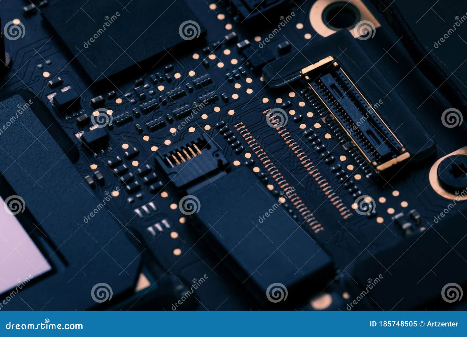 Electronic Chip Component on Black PCB or Printed Circuit Board ...