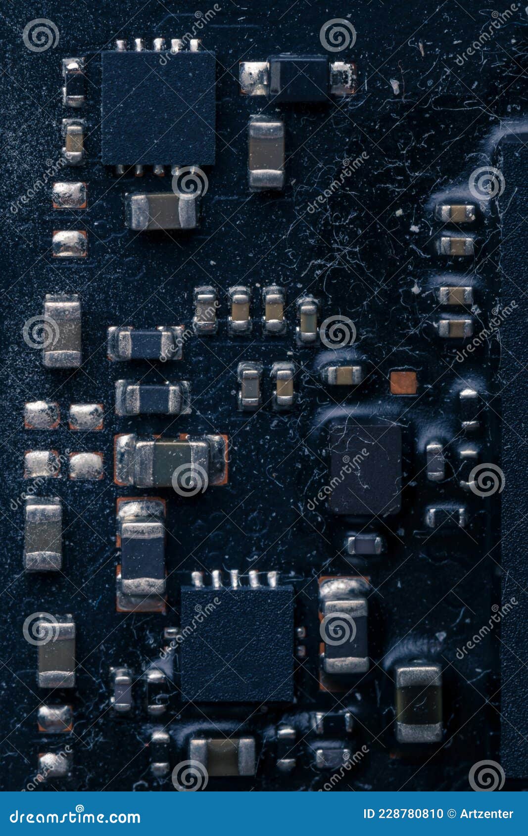 Electronic Chip Component on Black PCB or Printed Circuit Board Stock ...