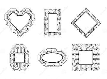 Electronic Chip, CPU Border and Digital Circuit Line Board Stock Vector ...