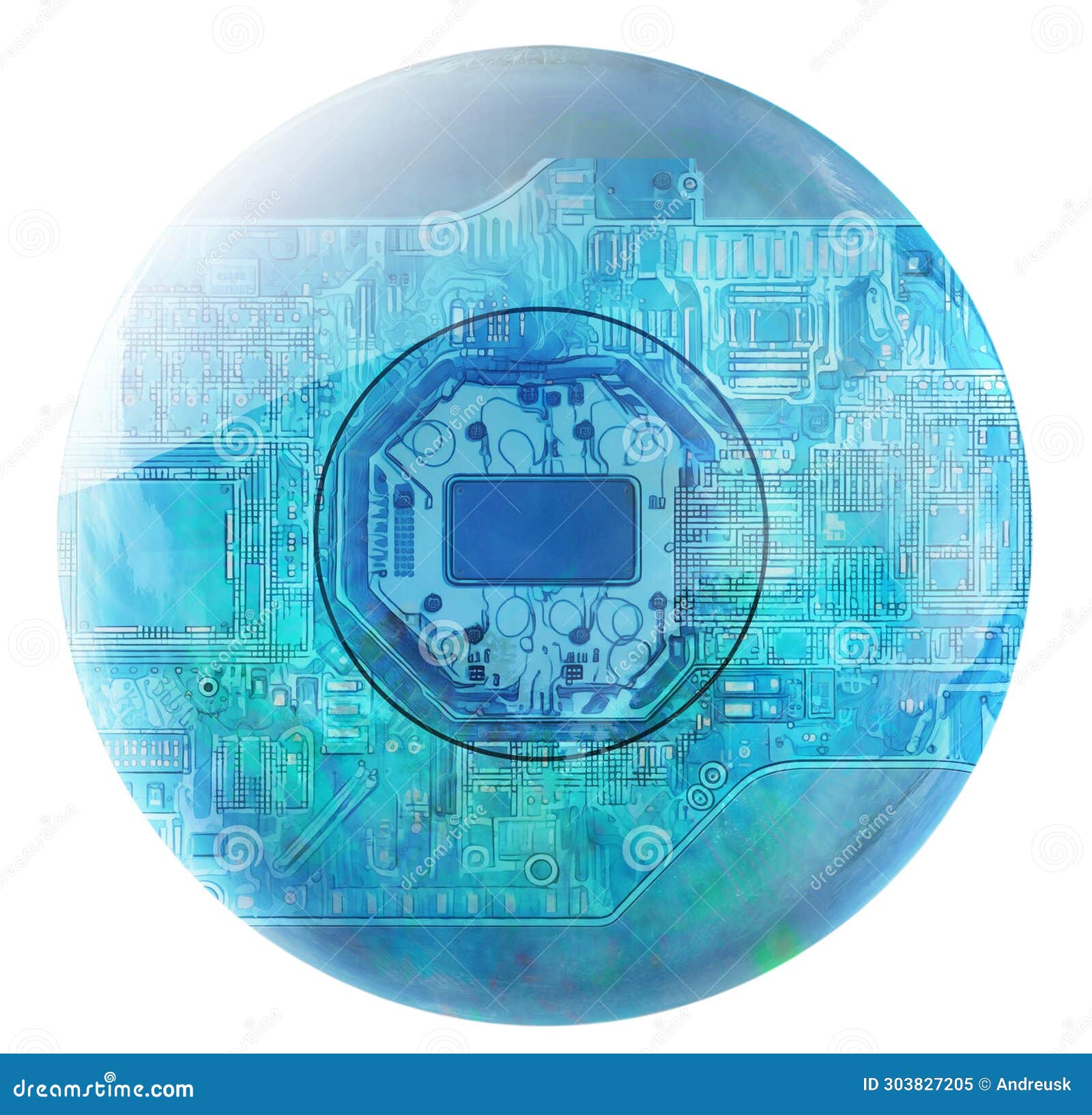 Electronic Chip Eye Illustration, Concept of Computer and AI Vision ...