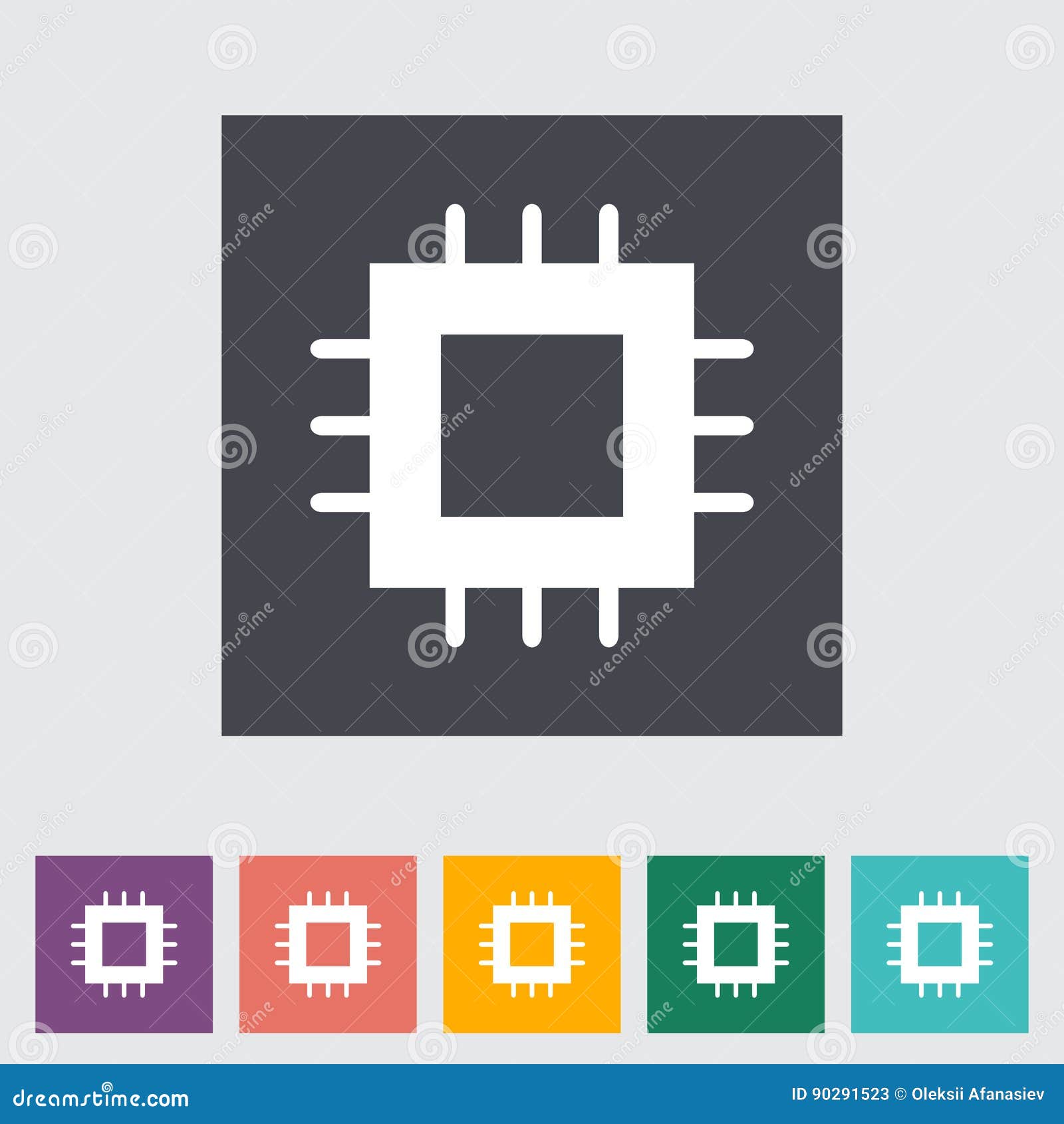 Electronic Chip Flat Icon 2 Stock Vector - Illustration of digital ...