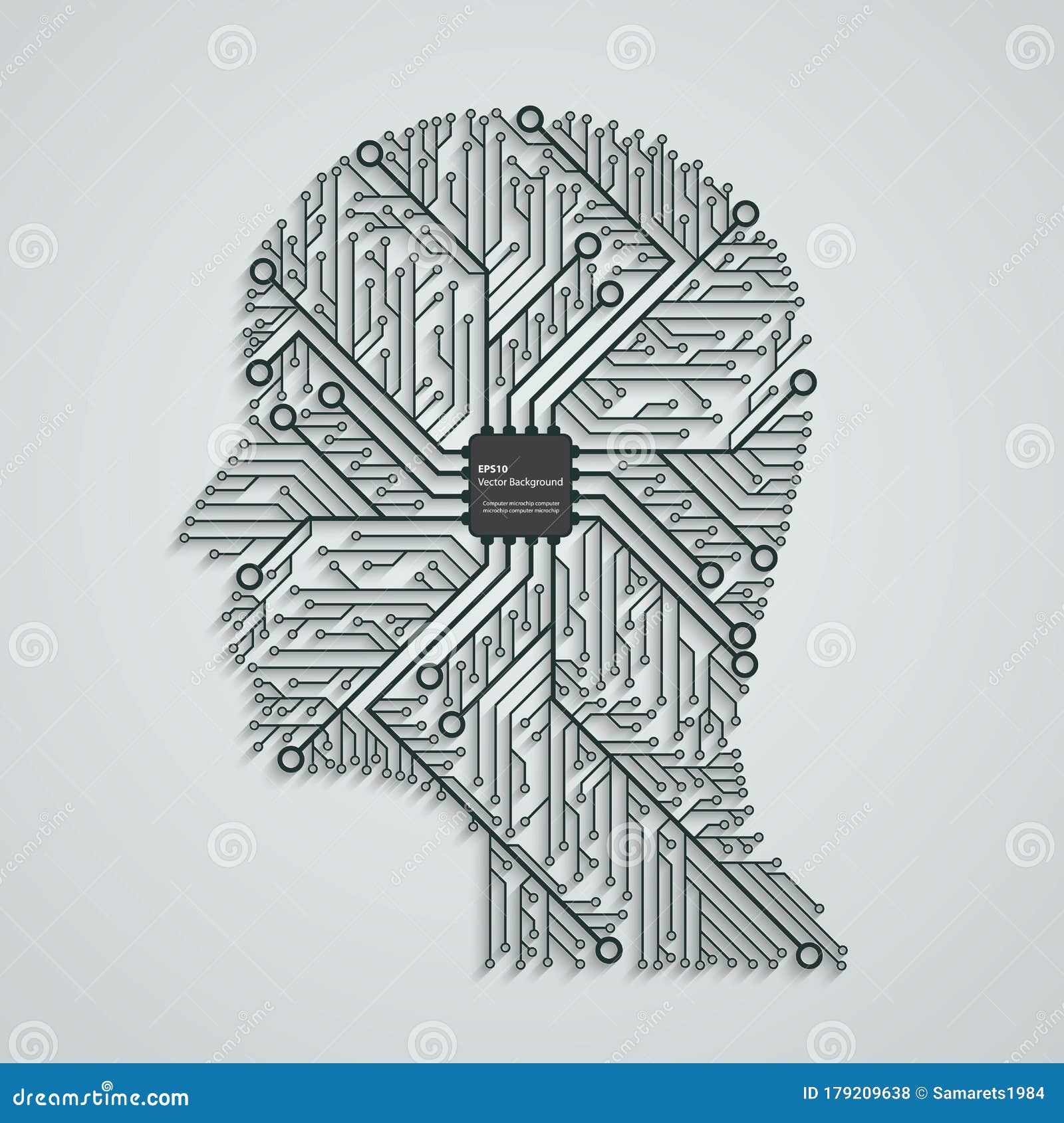 Electronic Chip in the Form of a Human Head. Stock Vector ...
