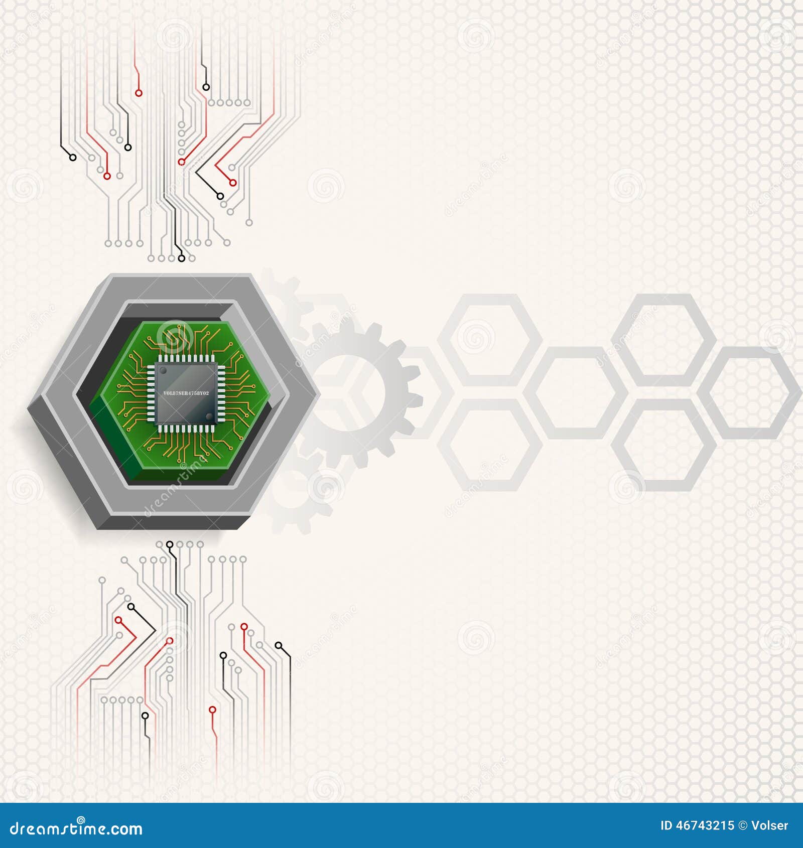 Electronic Chip Framed by Three Dimensions Hexagon Stock Vector ...