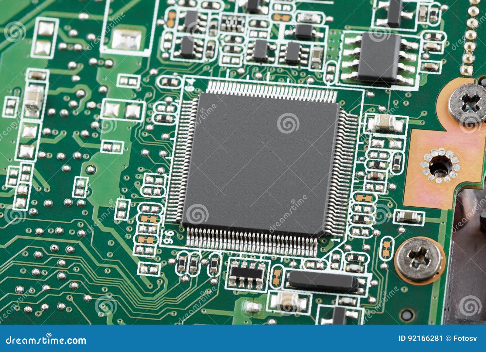 Electronic Chip on a Green Circuit Board Stock Image - Image of circuit ...