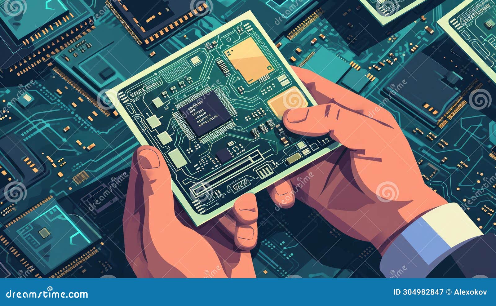 Electronic Chip in Human Hands. Electronic Microchip in the Hands of a ...