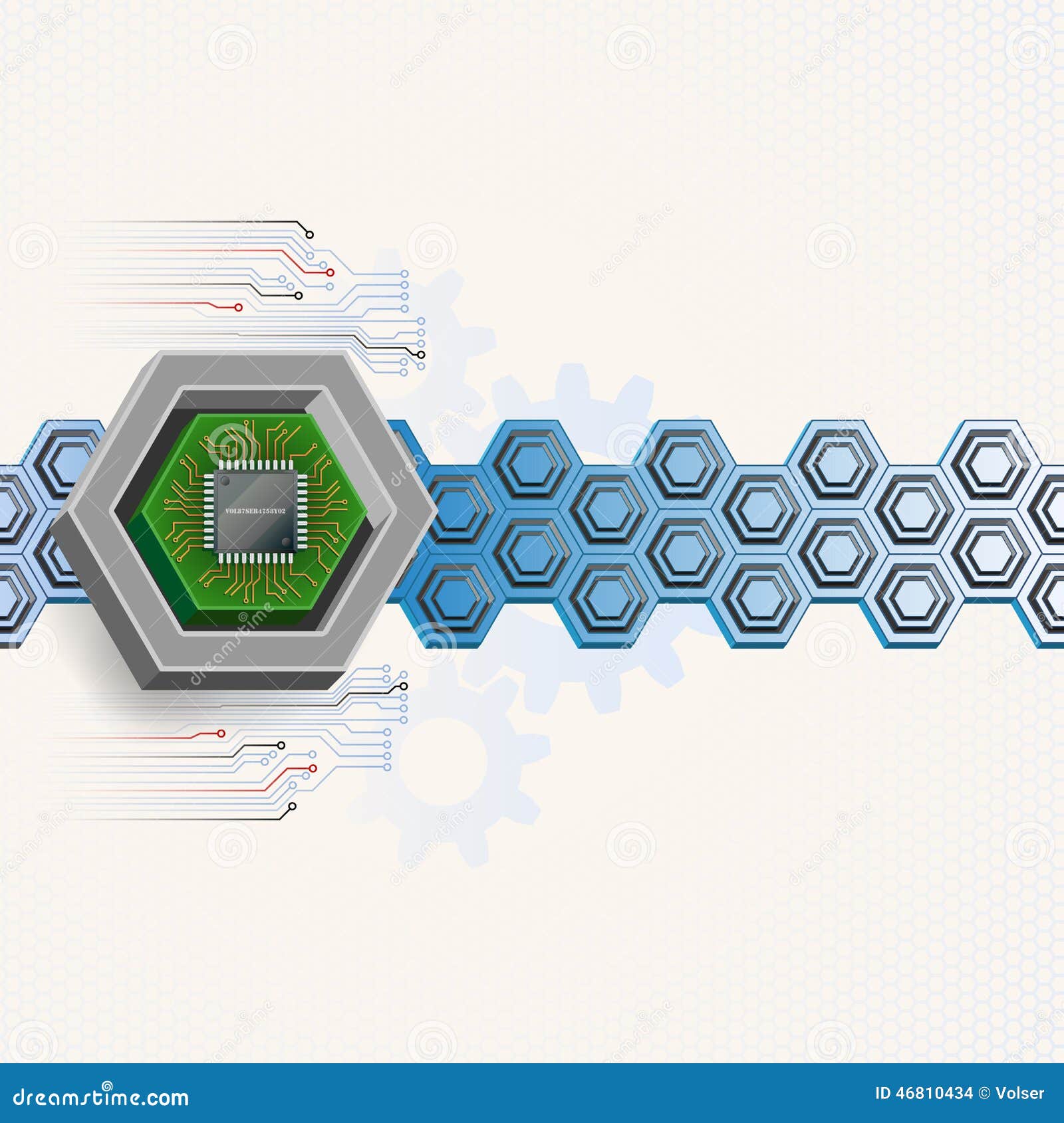 Electronic Chip Inside Three Dimensions Hexagon Stock Illustration ...