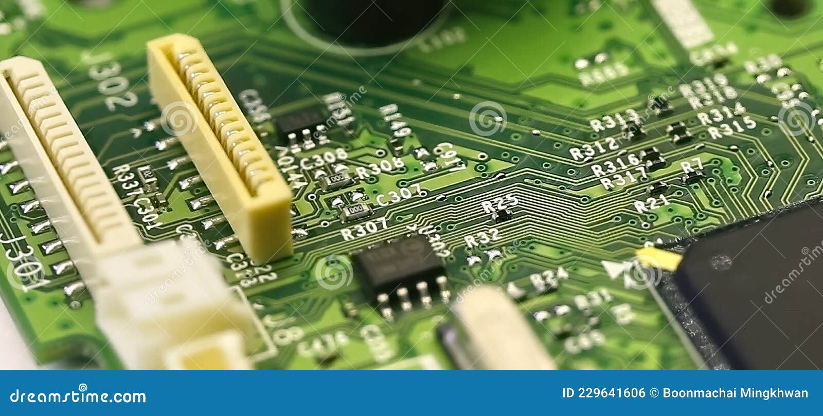 Semi-conductor, Electronic and Chip Located on the Green Motherboard of ...