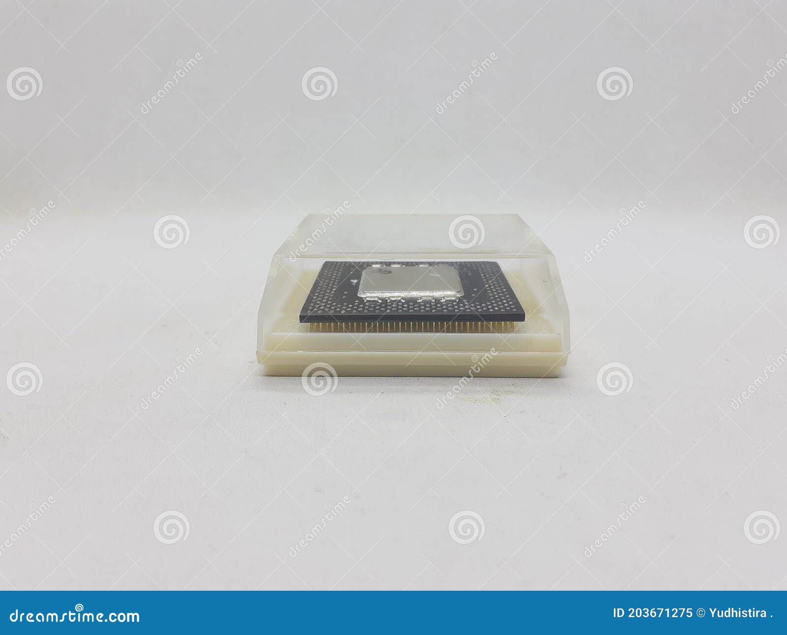 An Electronic Chip and it`s Container in White Isolation Background ...