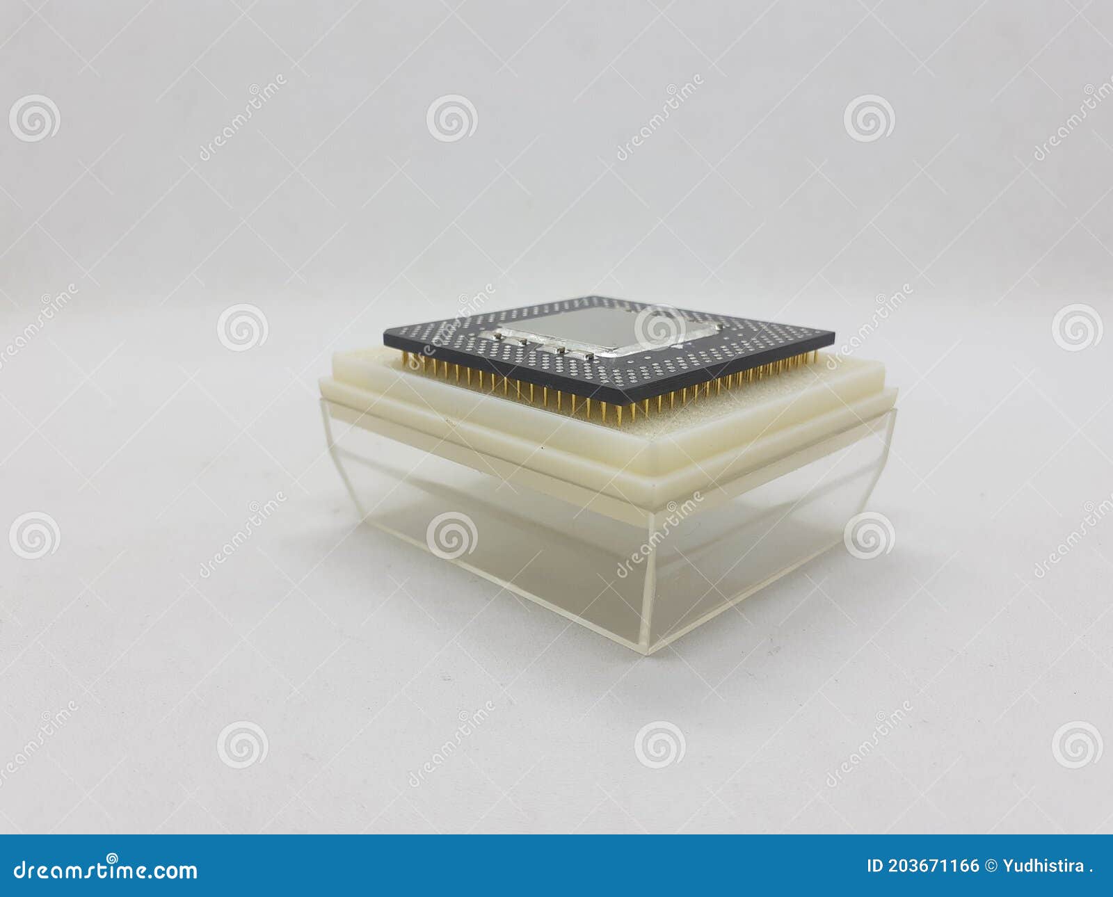 An Electronic Chip and it`s Container in White Isolation Background ...