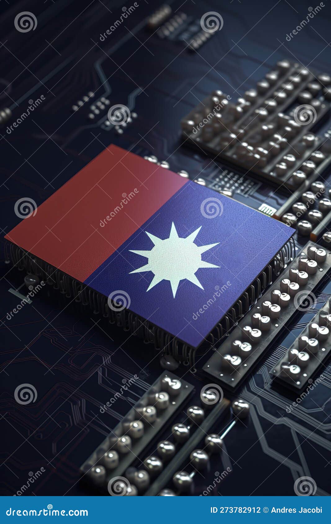 Electronic Chip with Taiwan Flag on Computer Motherboard. Stock ...