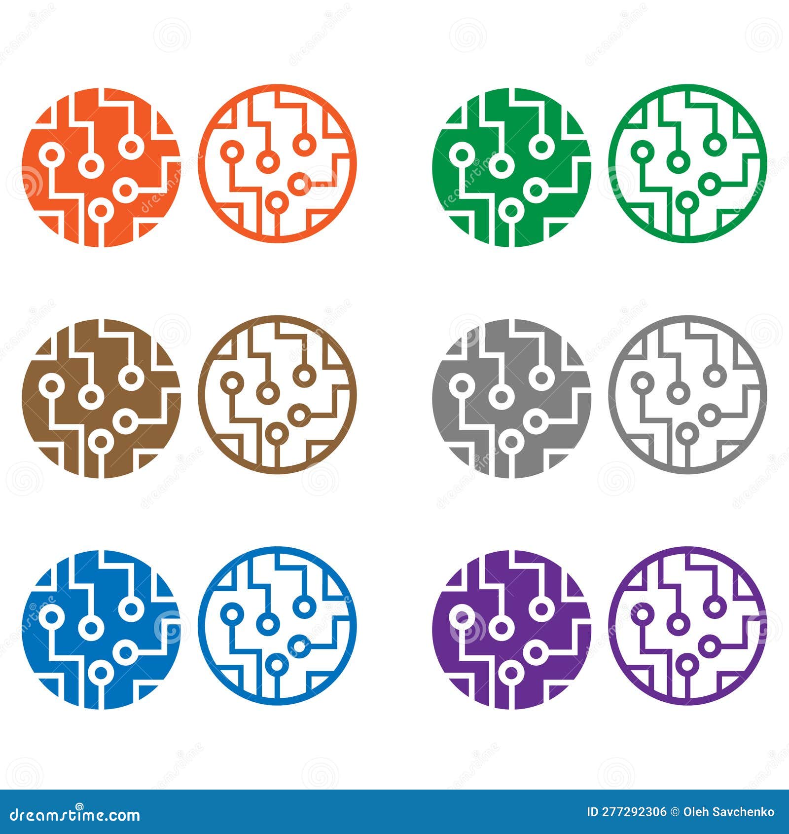 Electronic Chip Vector Icon Isolated. Circuit Board Icon Set in ...