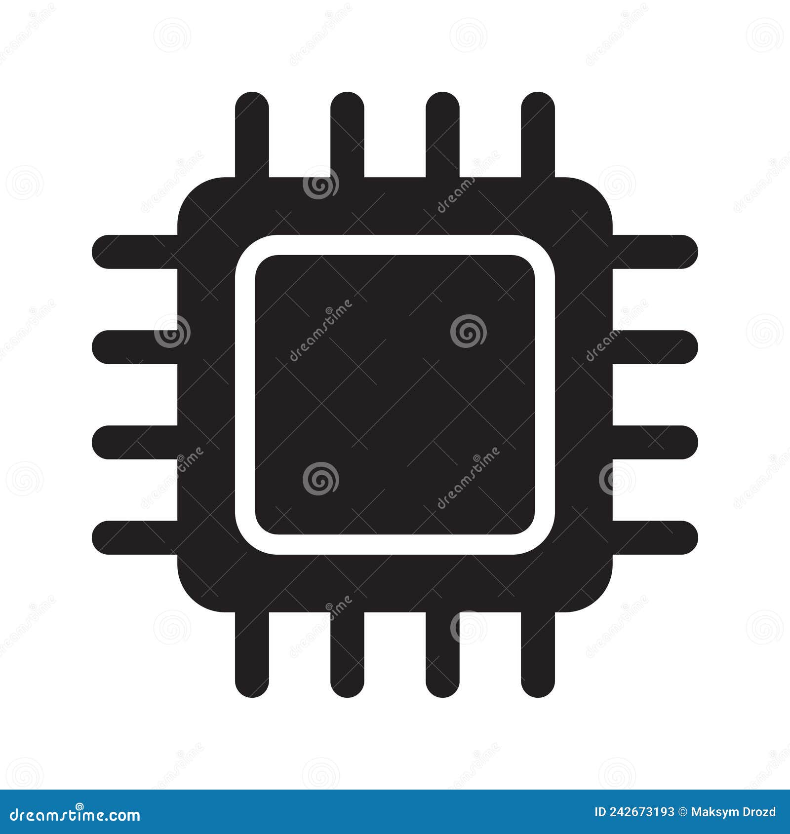 CPU Microprocessor Illustration. Vector. Brush Drawed Black Icon | CartoonDealer.com #123403145
