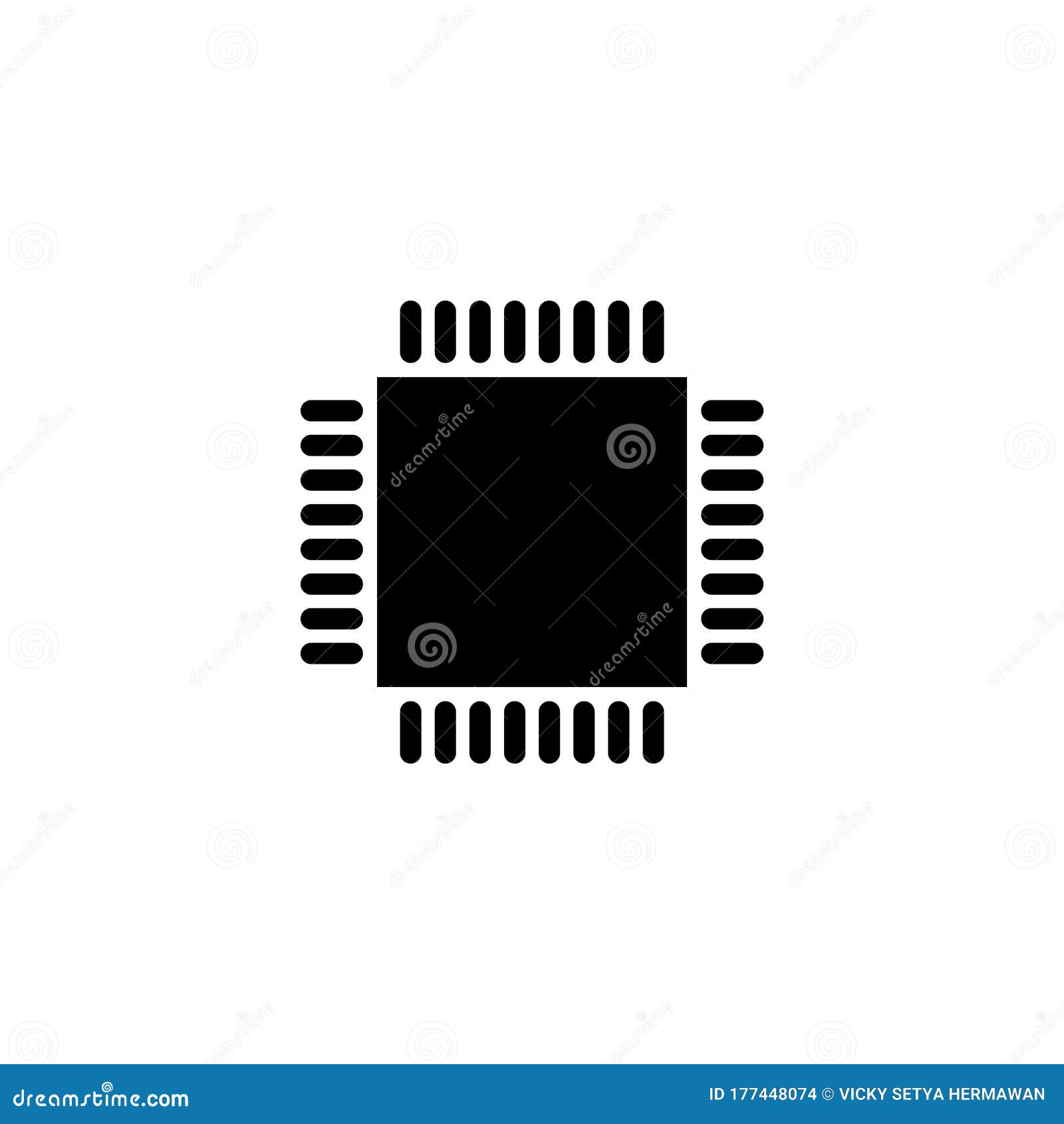 Electronic Chip Vector Icon Isolated on White Background. Computer Chip ...
