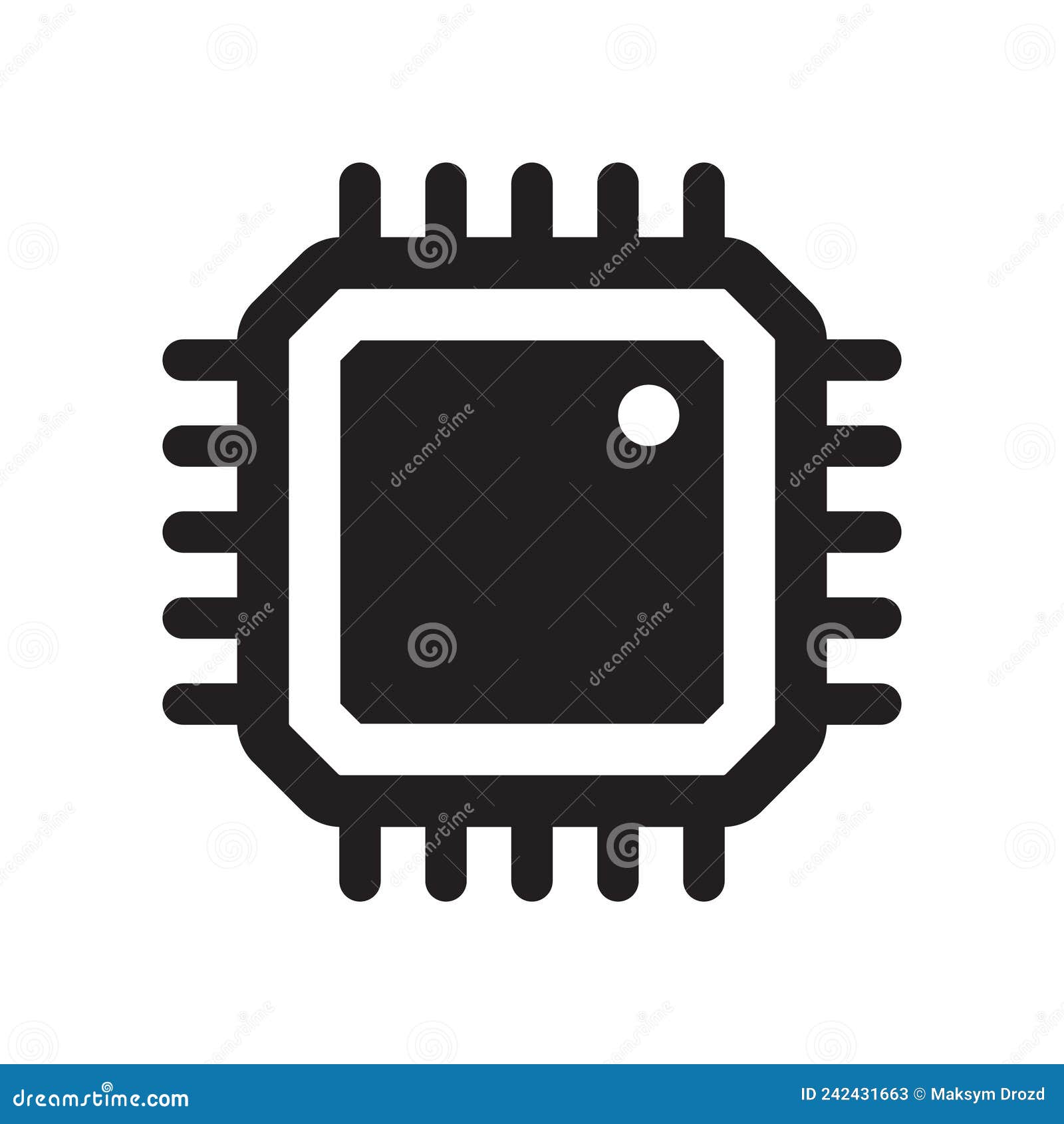 CPU Microprocessor Illustration. Bright Cerulean Icon In White Speech ...