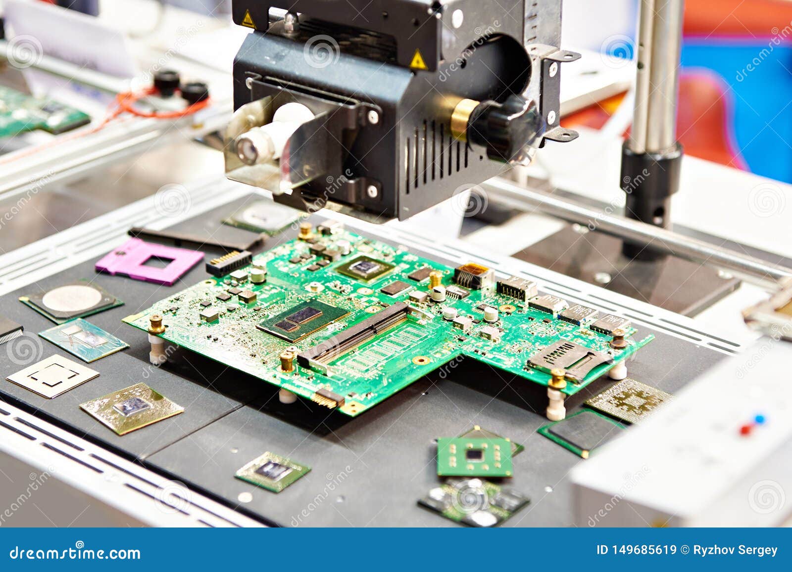 Electronic Chips and Industrial Microscope Stock Image - Image of ...