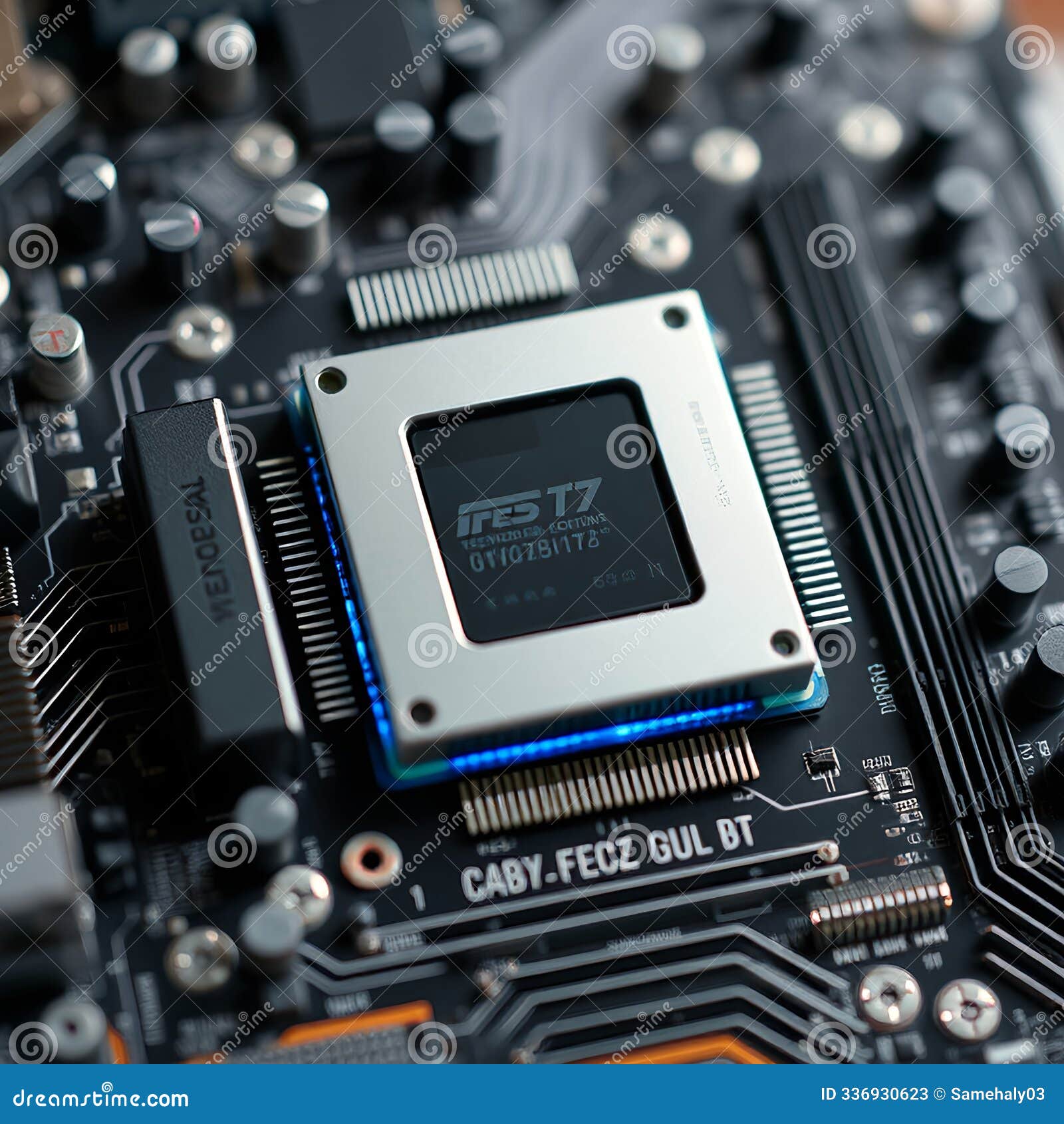 Electronic Chipsets on a Motherboard Stock Illustration - Illustration ...