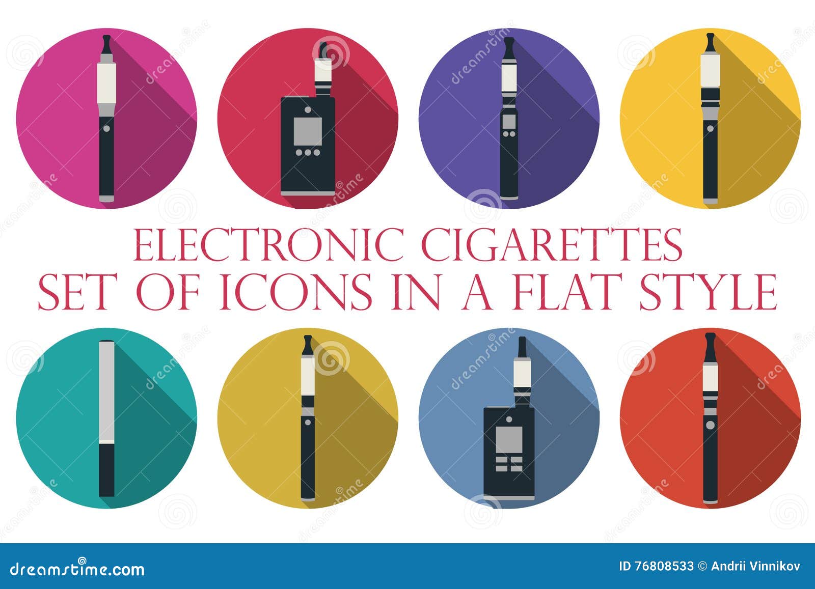 Electronic Cigarette. Electronic Cigarette Flat Icons. Types Vaporizers ...