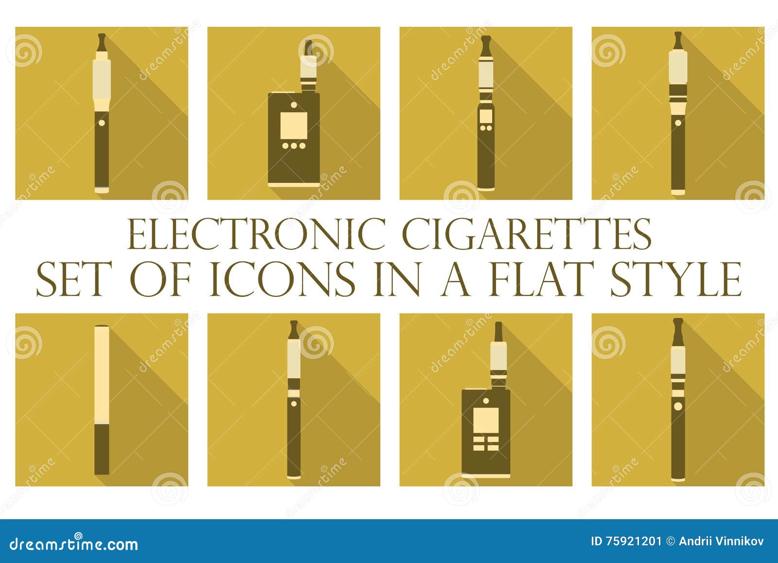 Electronic Cigarette. Electronic Cigarette Flat Icons. Types Vaporizers Stock Vector ...