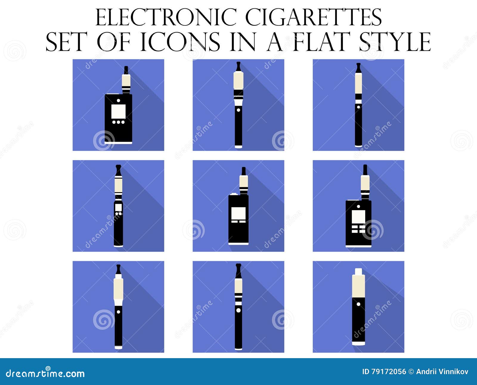 Electronic Cigarette Flat Icons. Stock Vector - Illustration of icons, cacoethes: 79172056