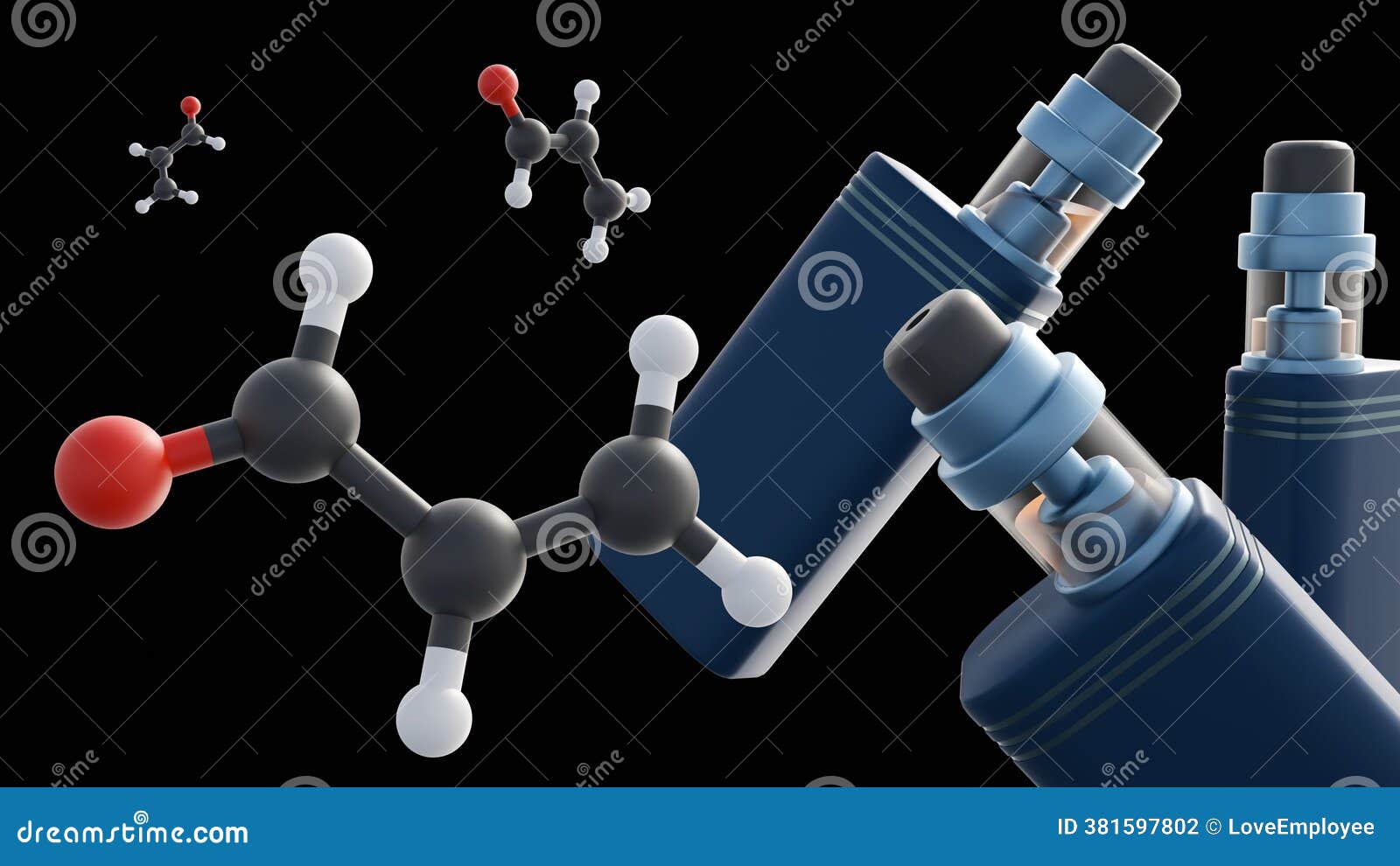 Acrolein Molecular Structure, 3d Model Molecule, Unsaturated Aldehyde ...