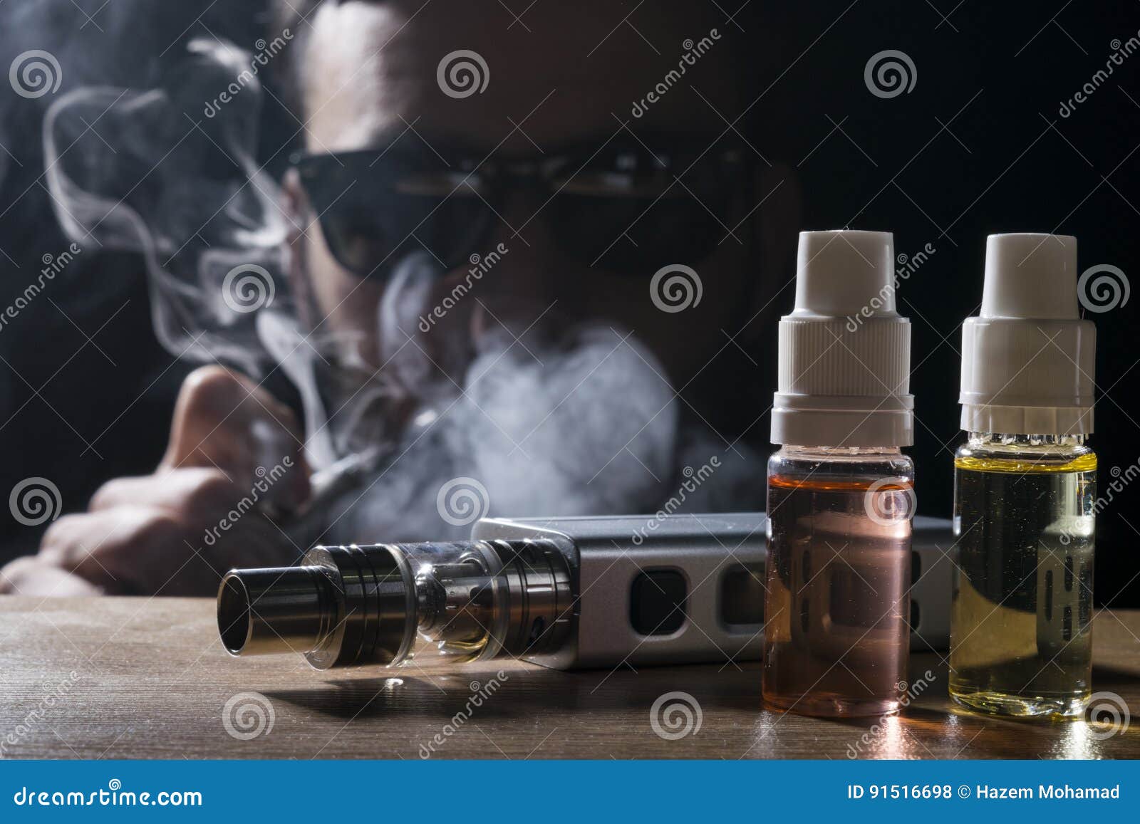 Electronic Cigarette, Vaping Device with E Liquid Background. Stock ...