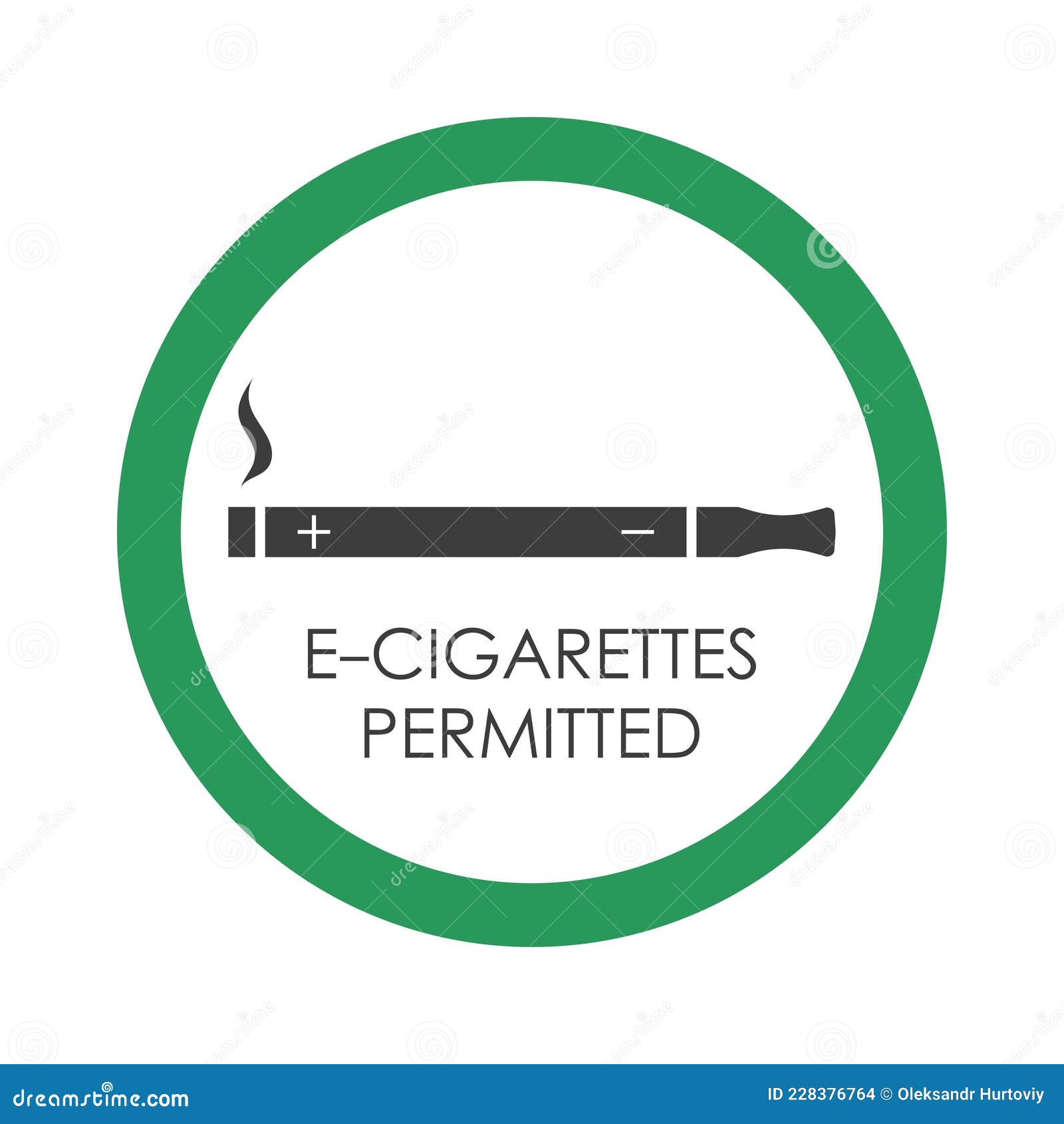 Electronic Cigarettes Permitted Sign in Green Circle. E-cigarette ...