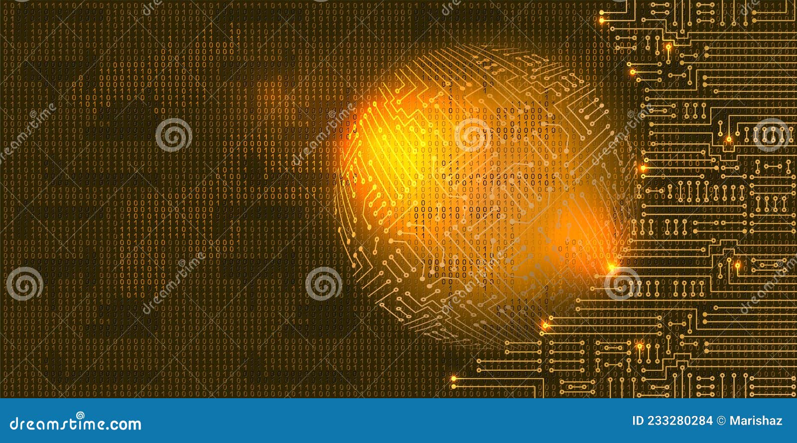 Electronic Circuit with Binary Code and Sphere Stock Vector - Illustration of graphic, concept ...