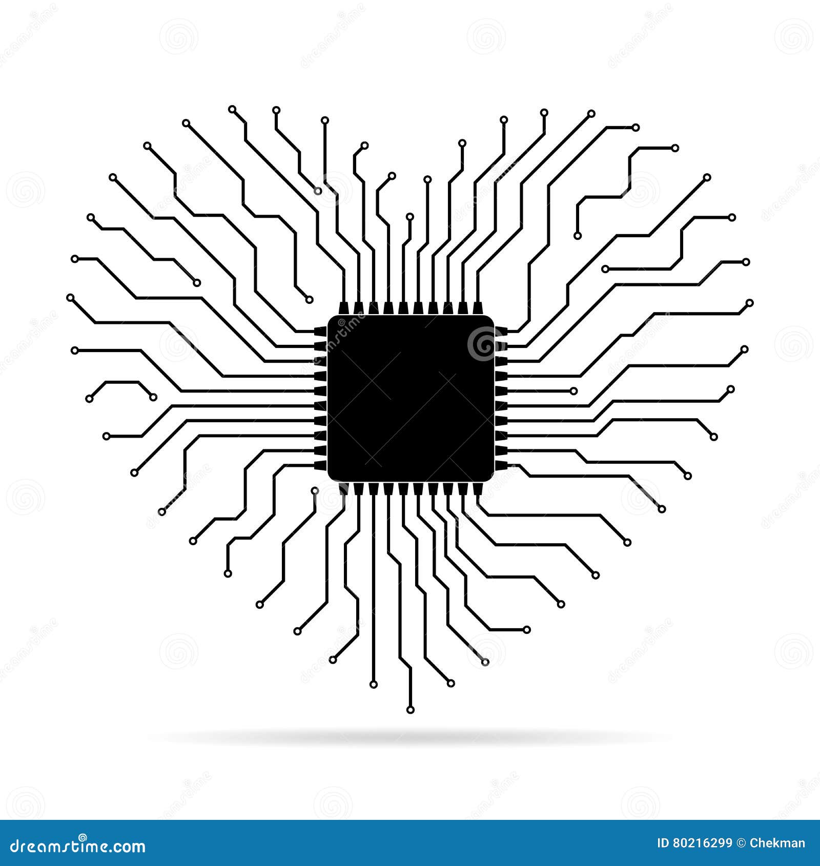 Electronic Circuit Board with Chip in Shape of Heart. Vector ...