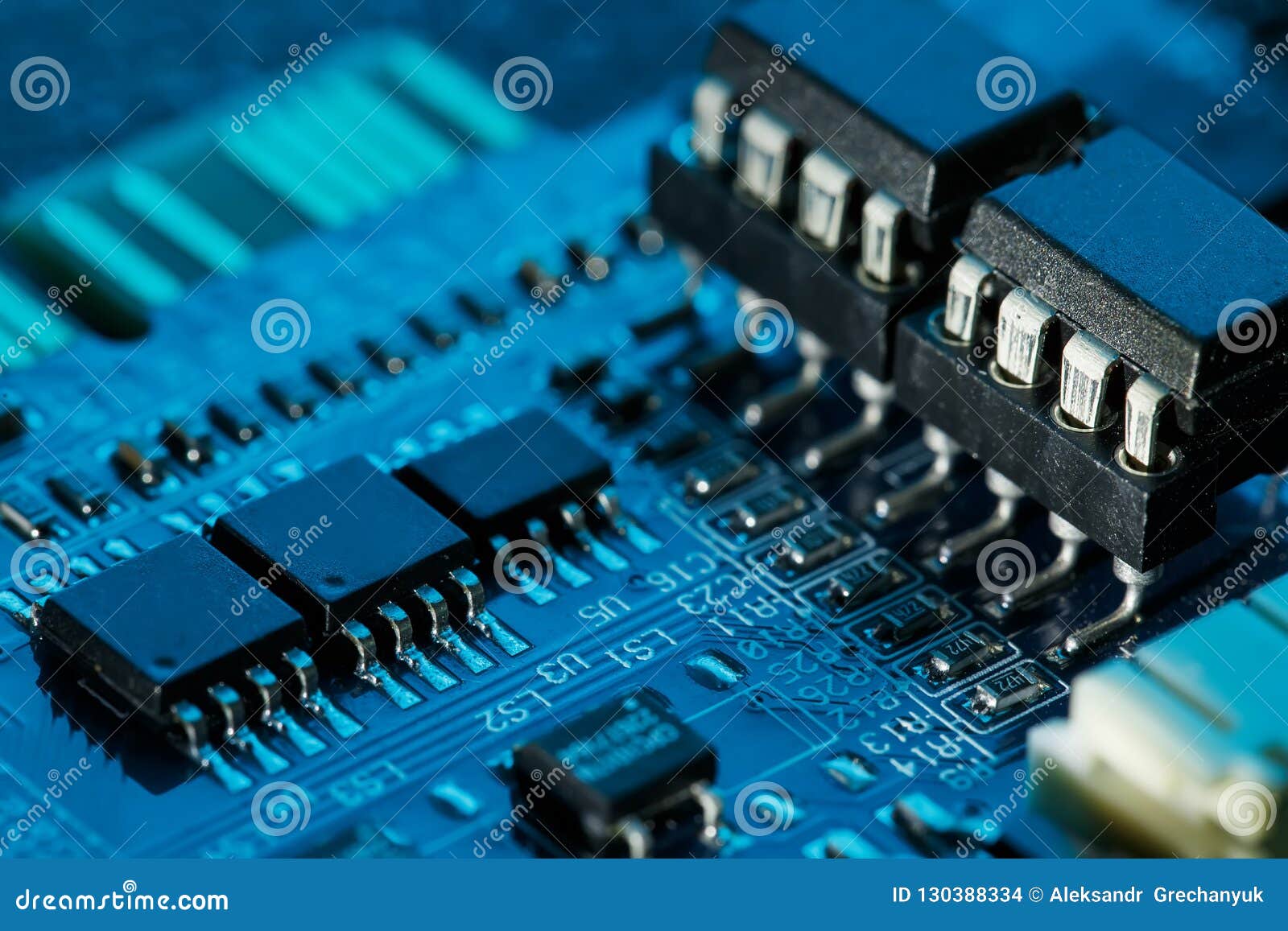 Electronic Circuit Board Close Up. Processor, Chips and Capacitors ...