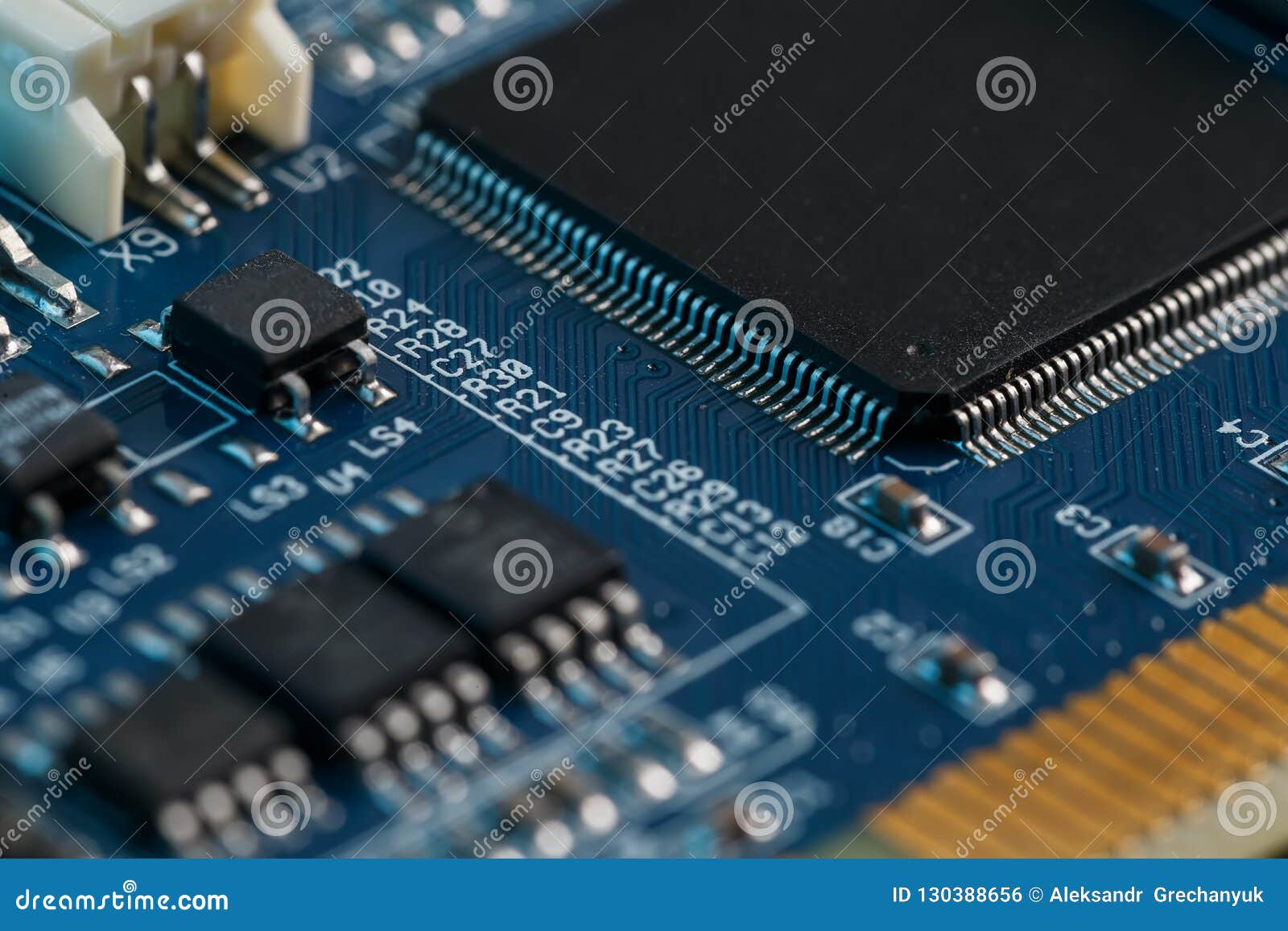 Electronic Circuit Board Close Up. Processor, Chips and Capacitors ...