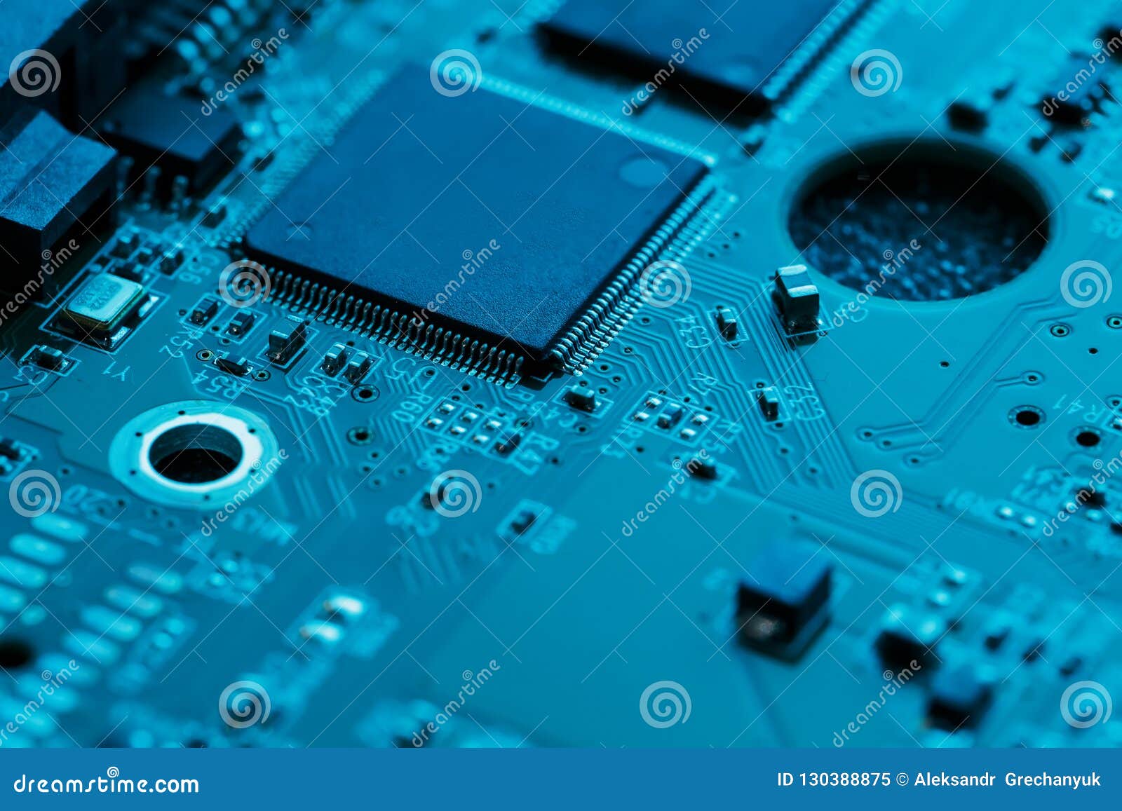 Electronic Circuit Board Close Up. Processor, Chips and Capacitors ...
