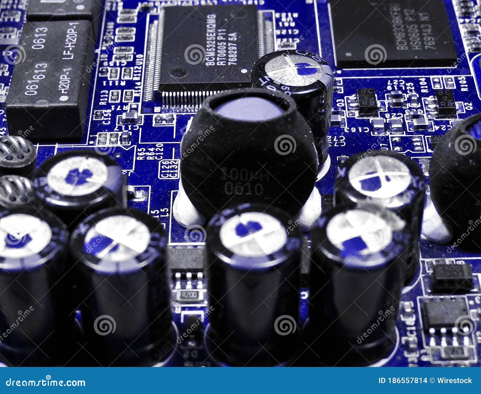 Electronic Circuit Board with Different Components Stock Photo - Image ...