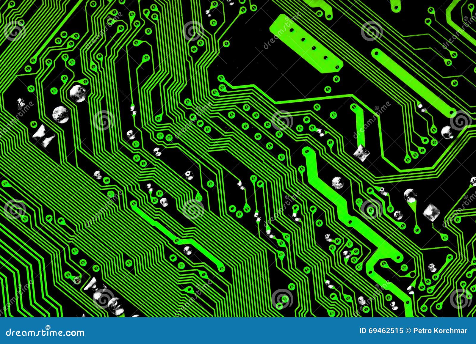 Electronic Circuit Board in Green & Black - Texture Stock Image - Image ...