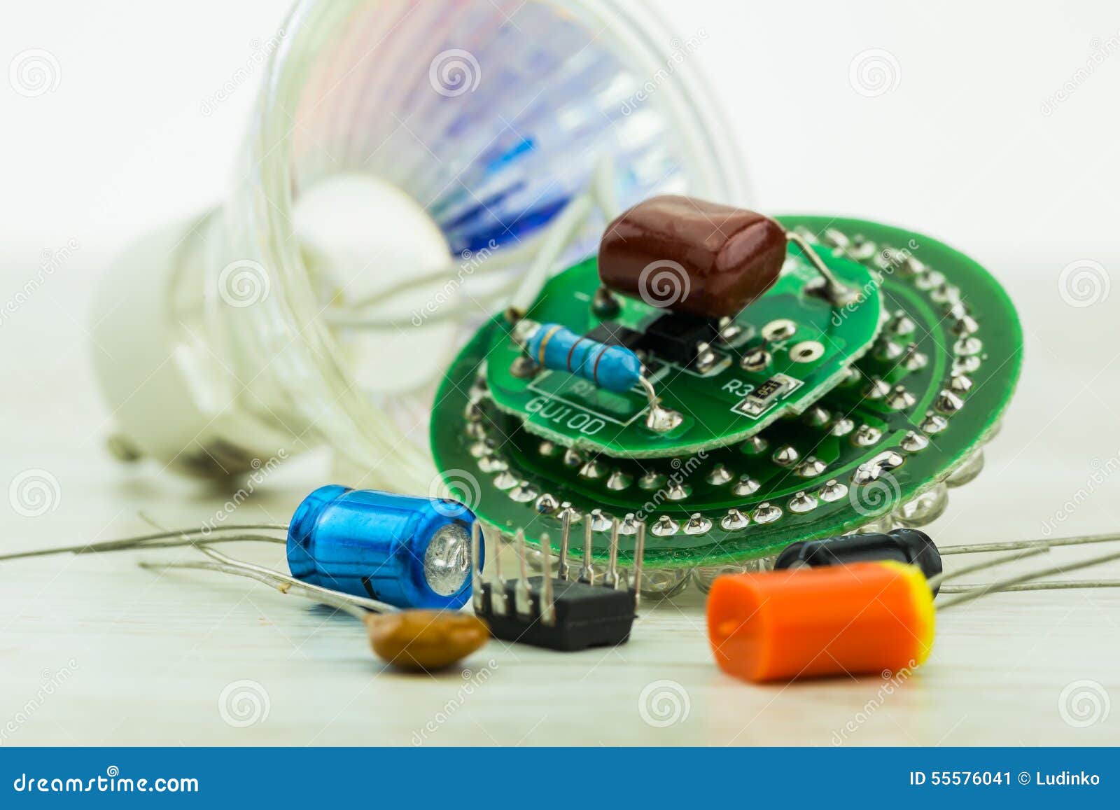 Electronic Circuit Board LEDs and Various Spare Parts Stock Image ...