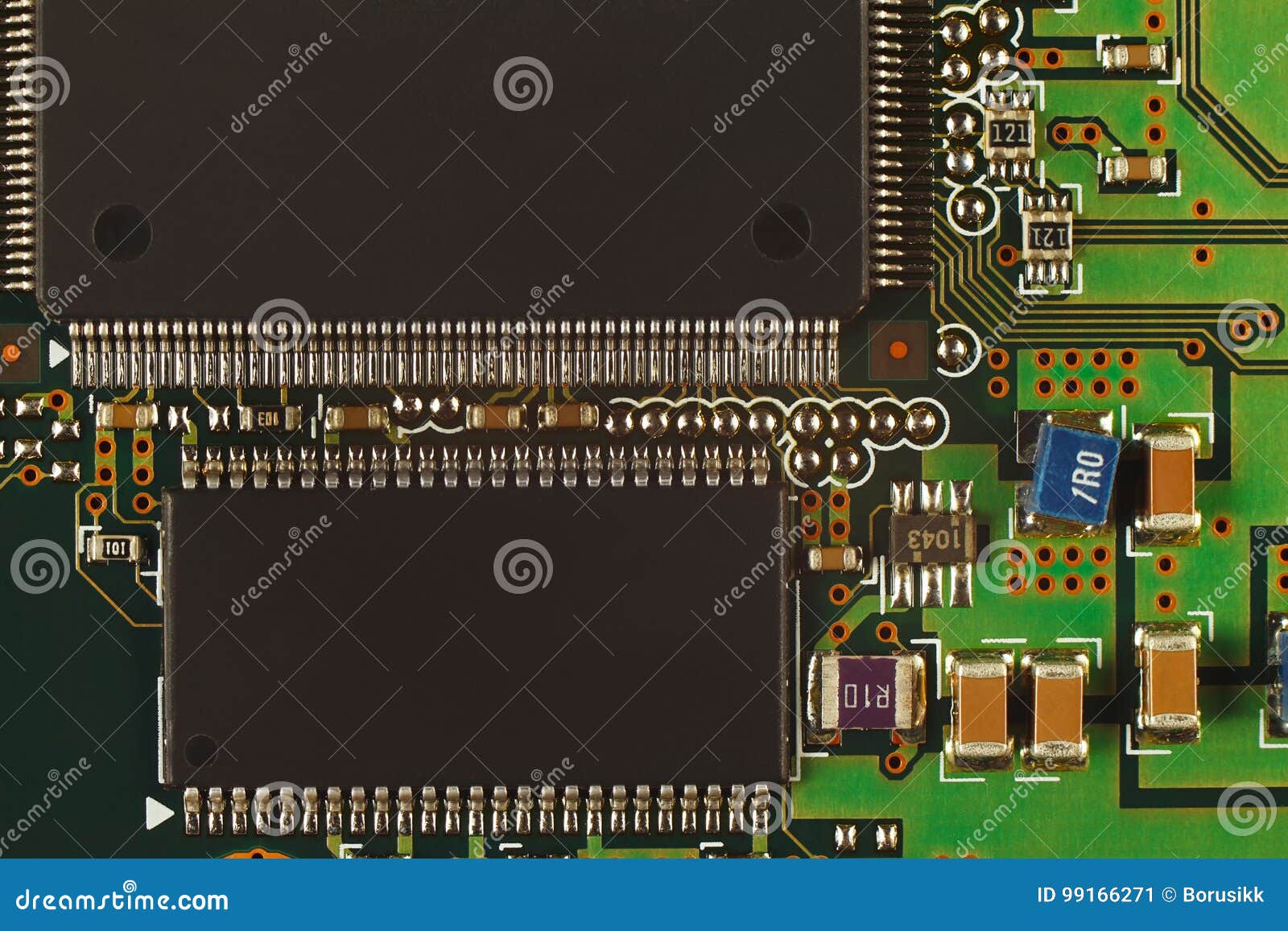 Electronic Circuit Board with Microchips from a Digital Device Closeup ...