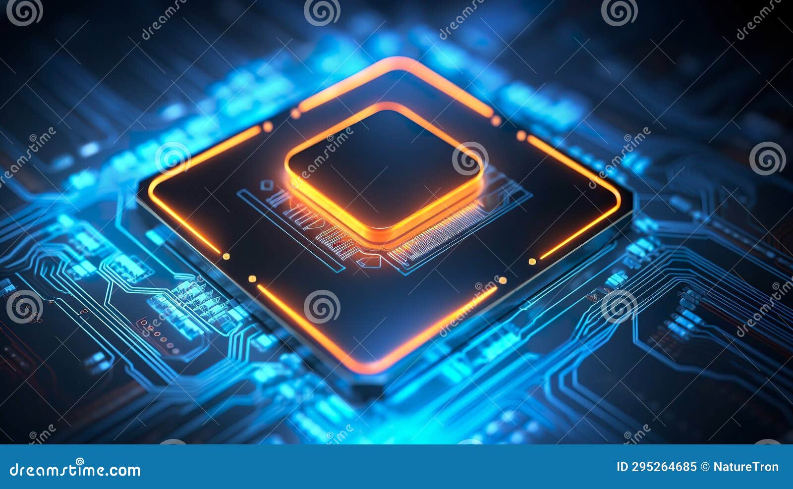 Electronic Circuit Board with Processor Blue Circuit Board Electronic ...