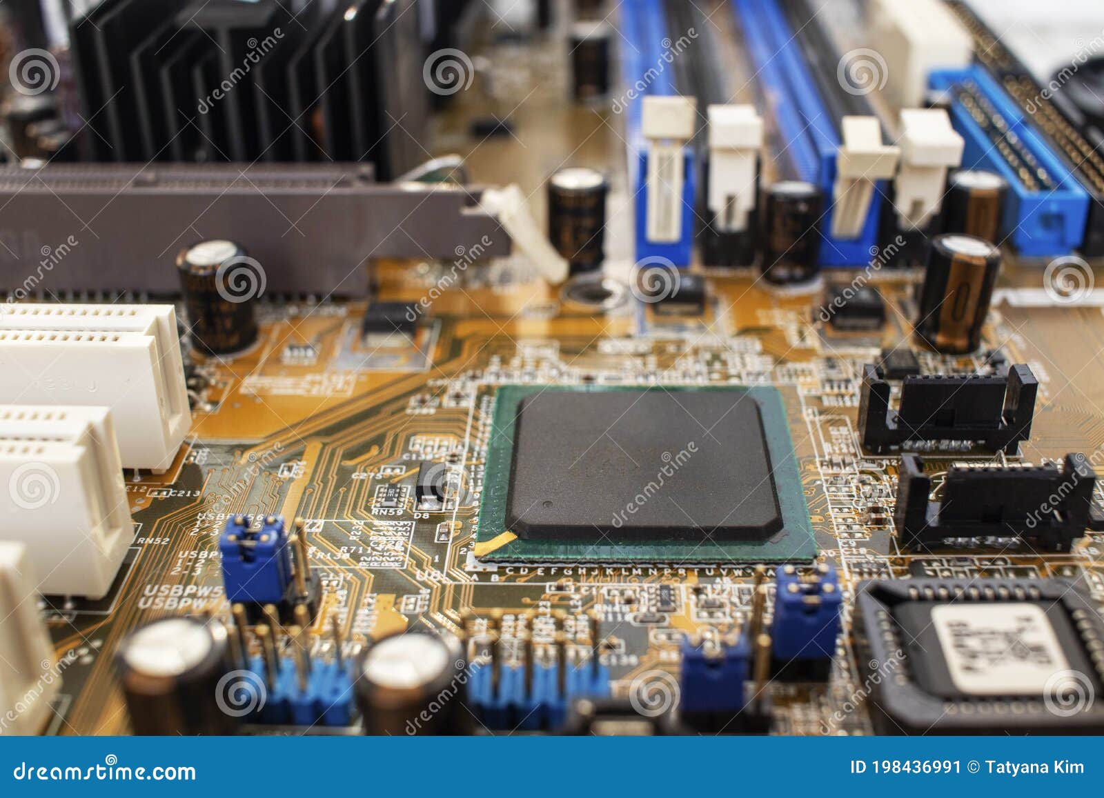 Electronic Circuit Board with Processor, Close Up Stock Image - Image ...